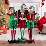 Walmart Christmas Elf Decoration Set, 3ft Standing Elves, 3 Pieces ...