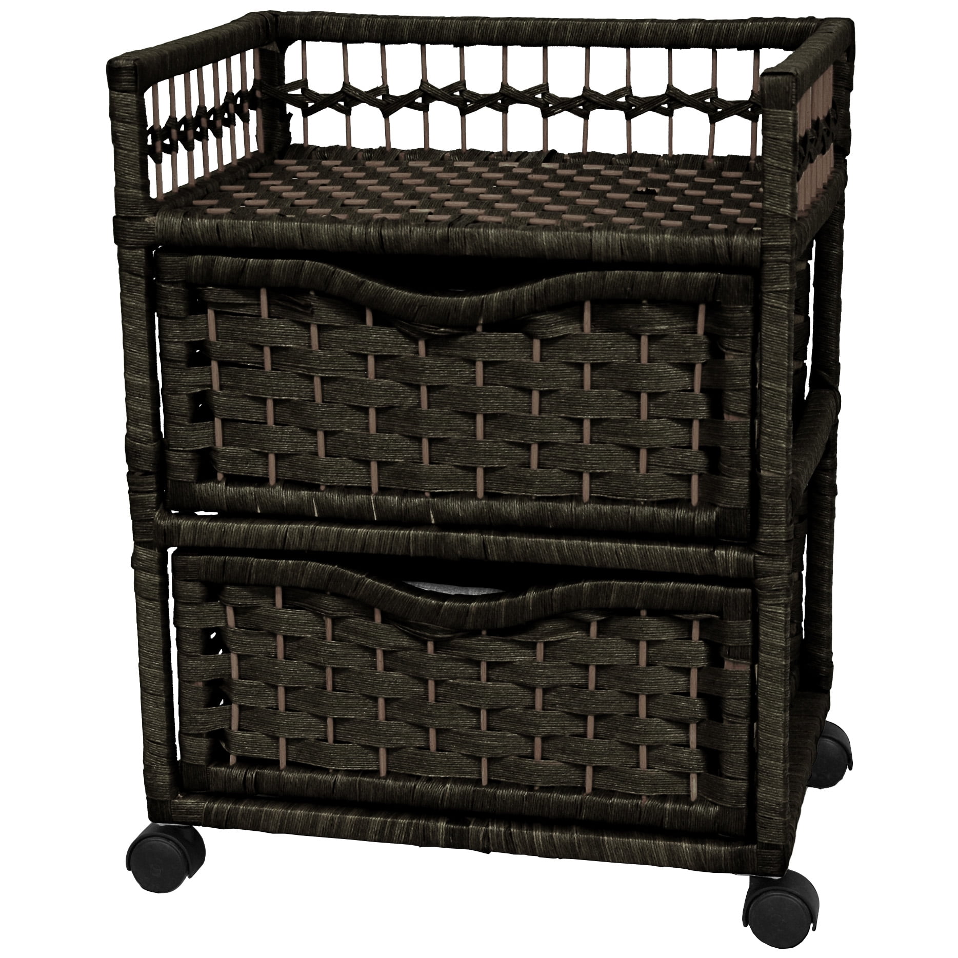 23" Natural Fiber Chest of Drawers on Wheels - Black - Walmart.com