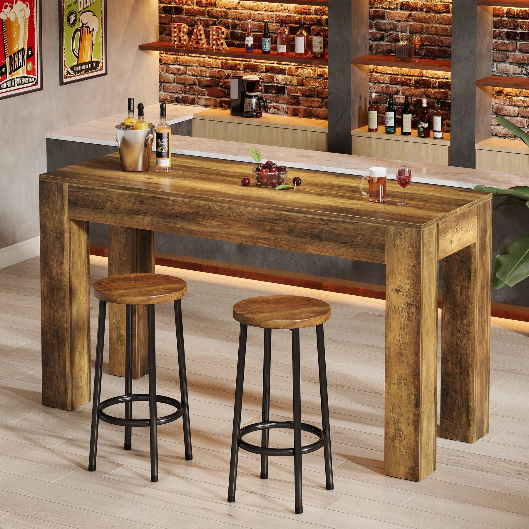 Click here for Tribesigns 63 Long Bar Table  Wooden Bar Height Di... prices