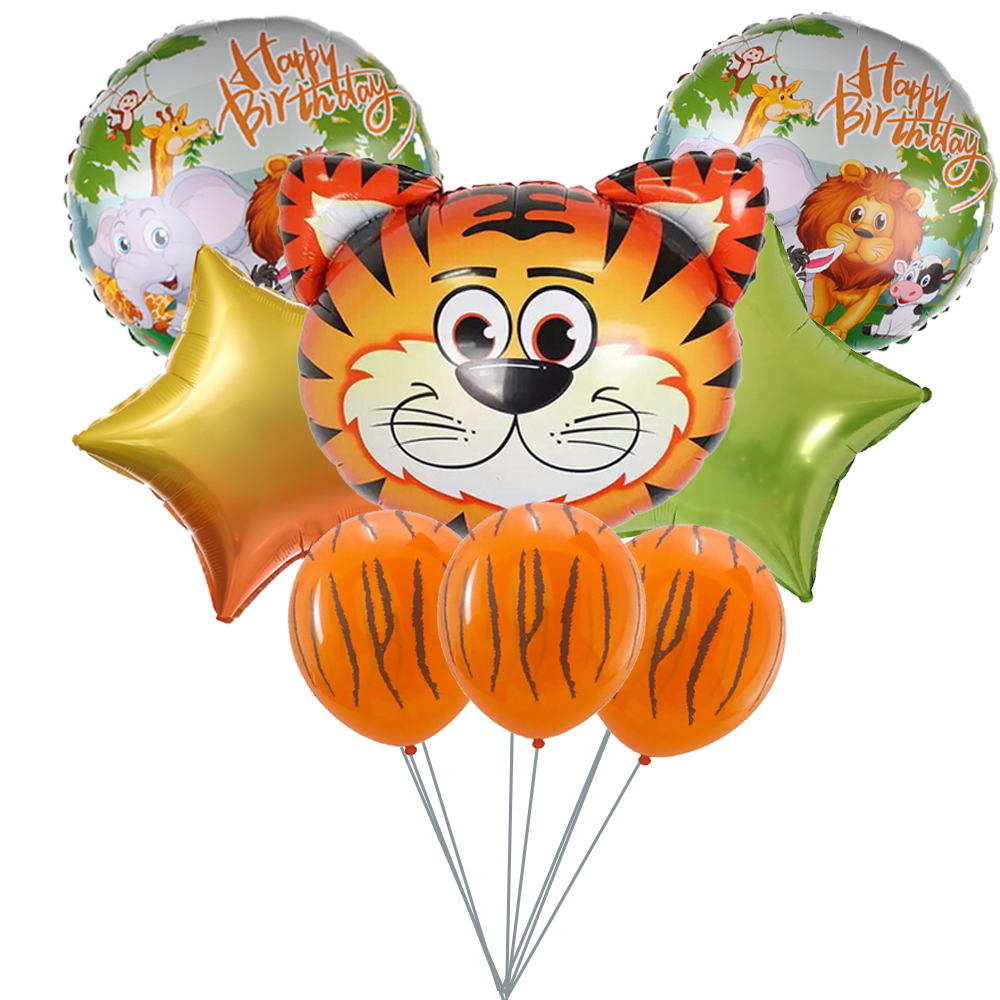 Tiger Balloon Bouquet Tiger Shaped Balloon Animal Theme Latex Balloons ...