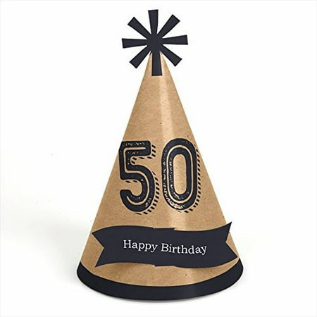 50th Milestone Birthday - Cone Happy Birthday Party Hats - 8 Count ...