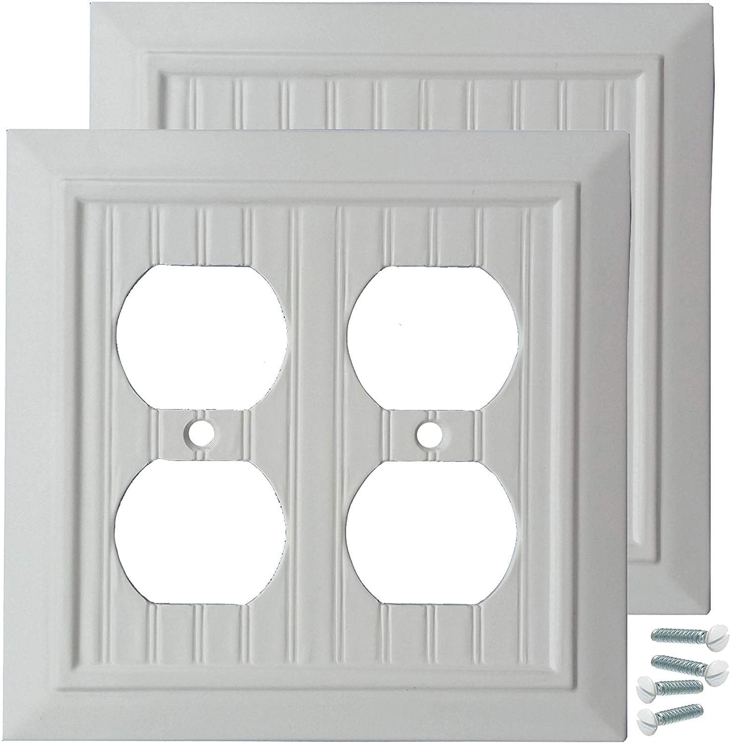 Sleeklighting 2 Pack Classic White Beadboard Outlet Covers | 2 Gang ...