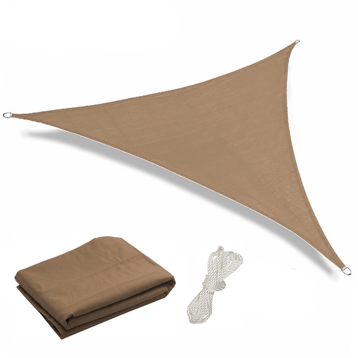 Brown 16ft x 16ft x 16ft Waterproof Sun Shade Sail Canvas Sun Awning ...