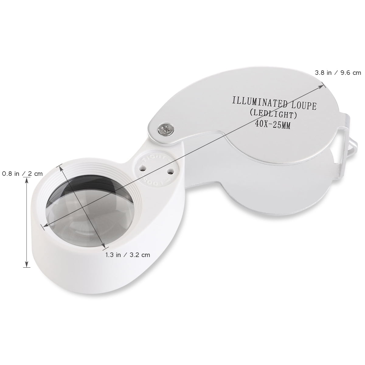 Buy PIXNOR Portable Folding 40X 25mm Metal White LED Illuminated Loupe ...