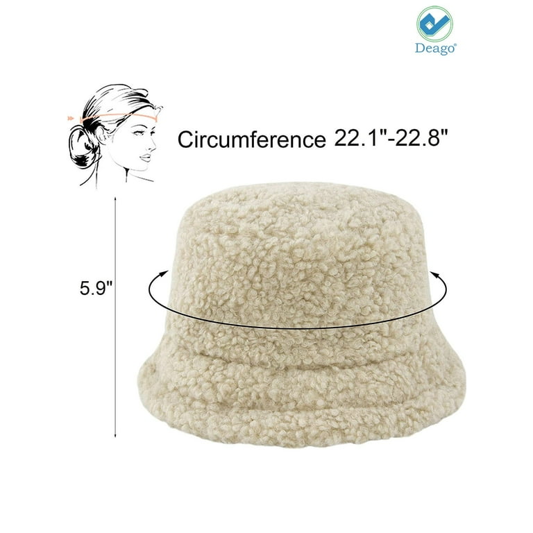 Deago Women's Faux Lamb Wool Winter Bucket Hat, Warm Vintage Deago Women's Faux Lamb Wool Winter Bucket Hat, Warm Vintage