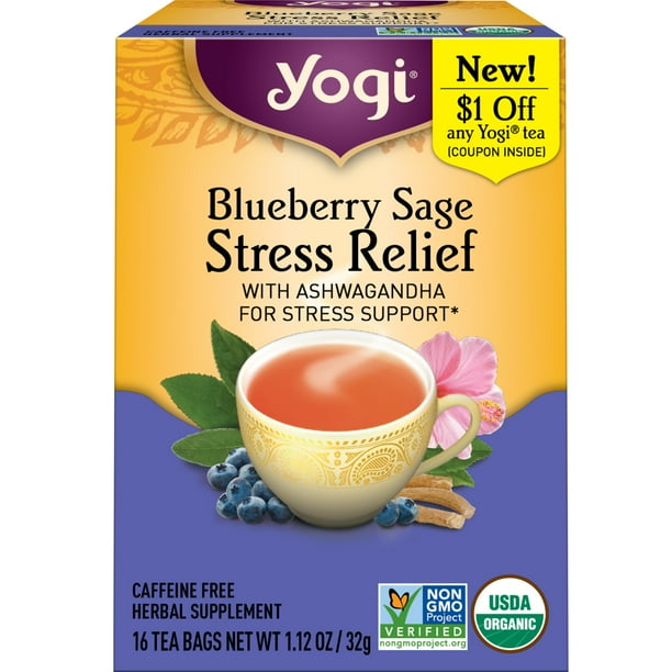 Yogi Tea, Blueberry Sage Stress Relief, Herbal Tea, Wellness Tea Bags ...