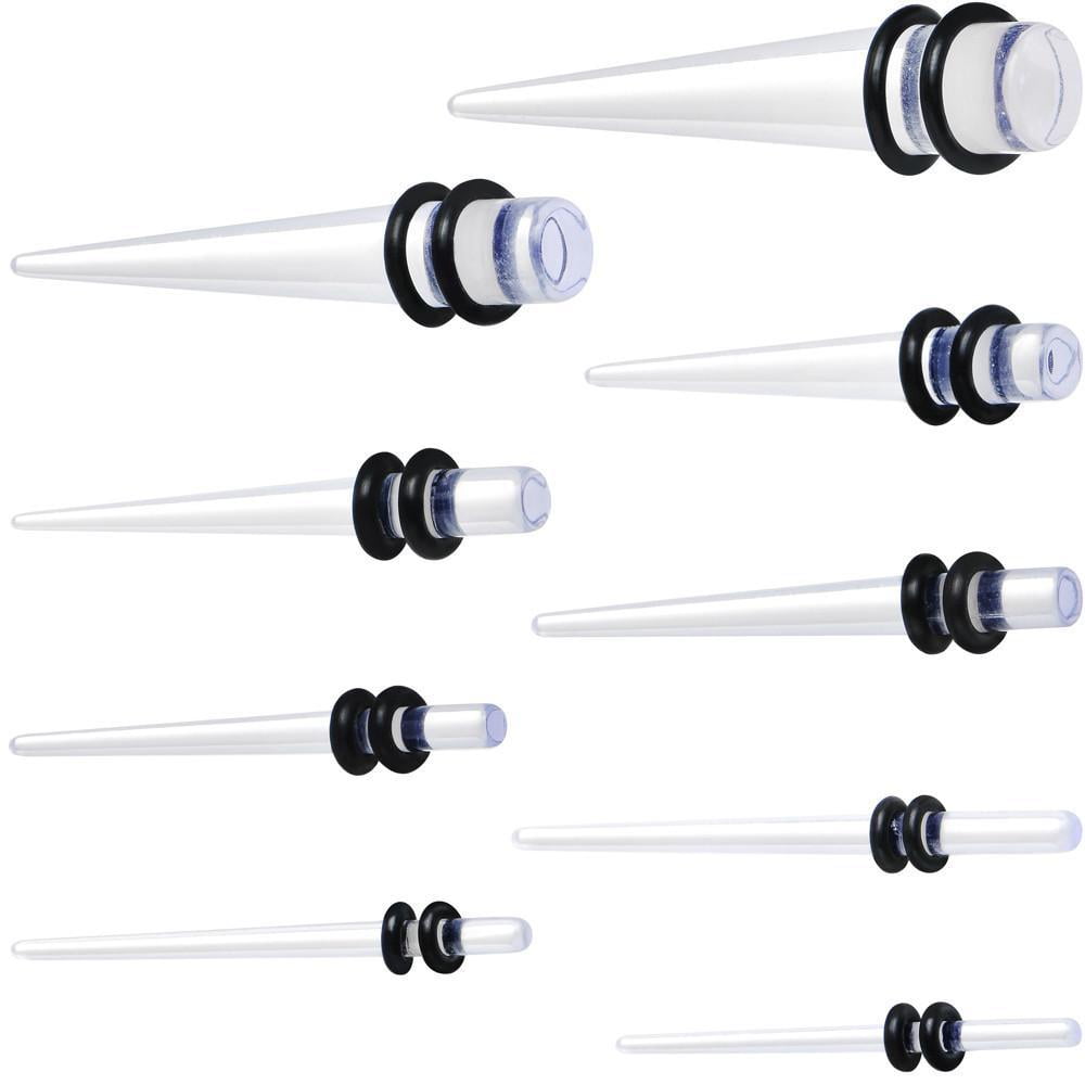 Clear Straight Tapers 4g (5mm) O-rings Acrylic 2 Pieces (1 Pair) (B/1/2 ...