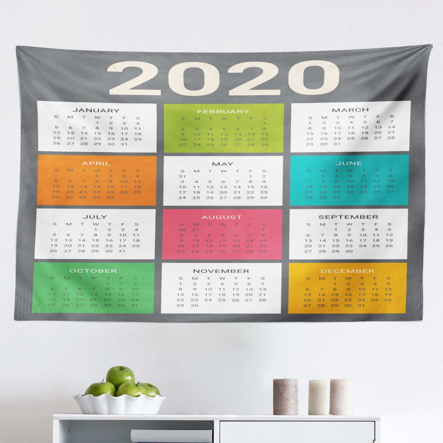 Calendar 2020 Tapestry, Modern Design Year Plan Schedule in Simple ...