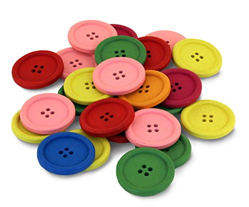 Hygloss 25 Piece Bright Wooden Craft Buttons, Large/40mm - Walmart.com