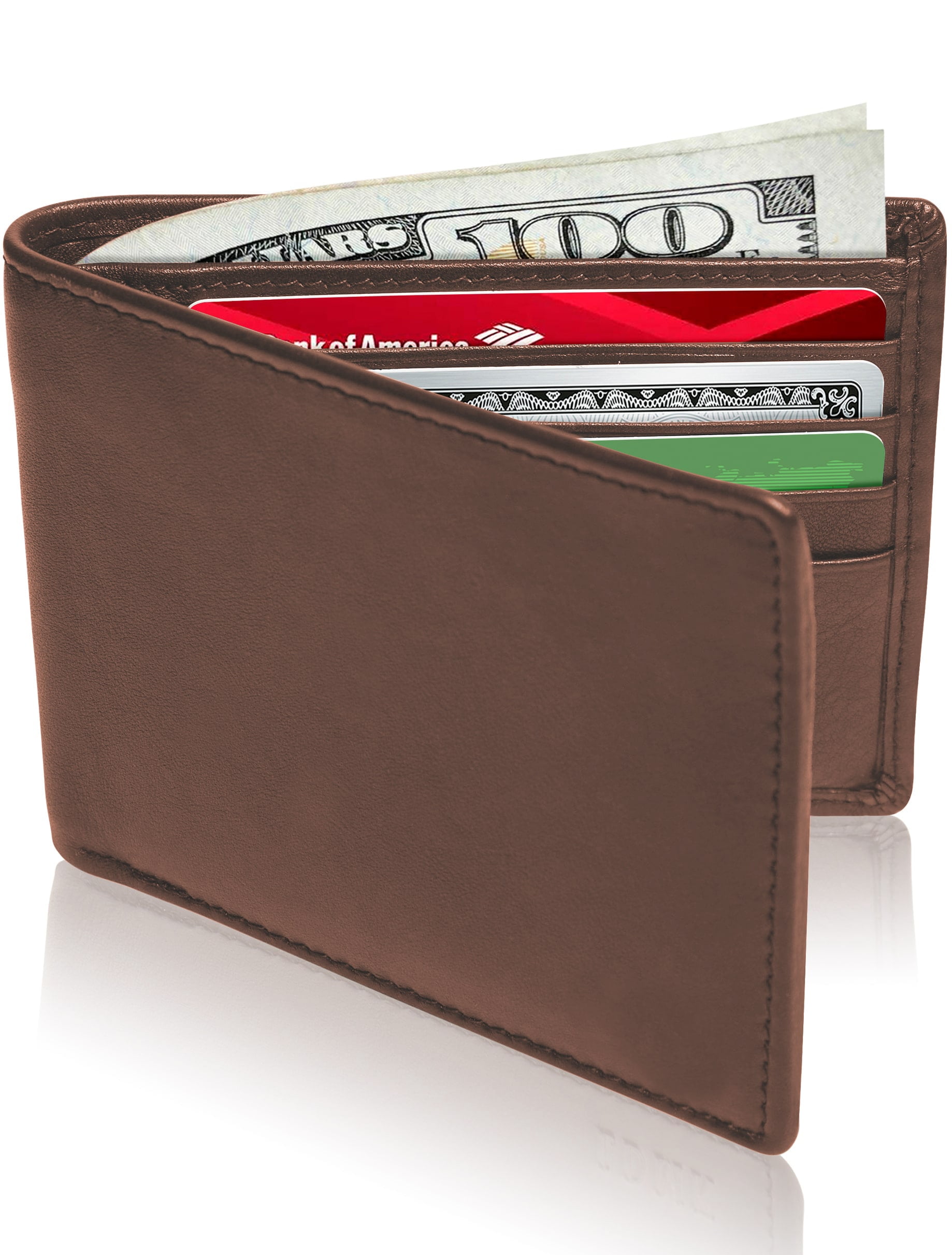 Genuine Leather Slim Bifold Wallets For Men - Mens Wallet RFID Blocking ...