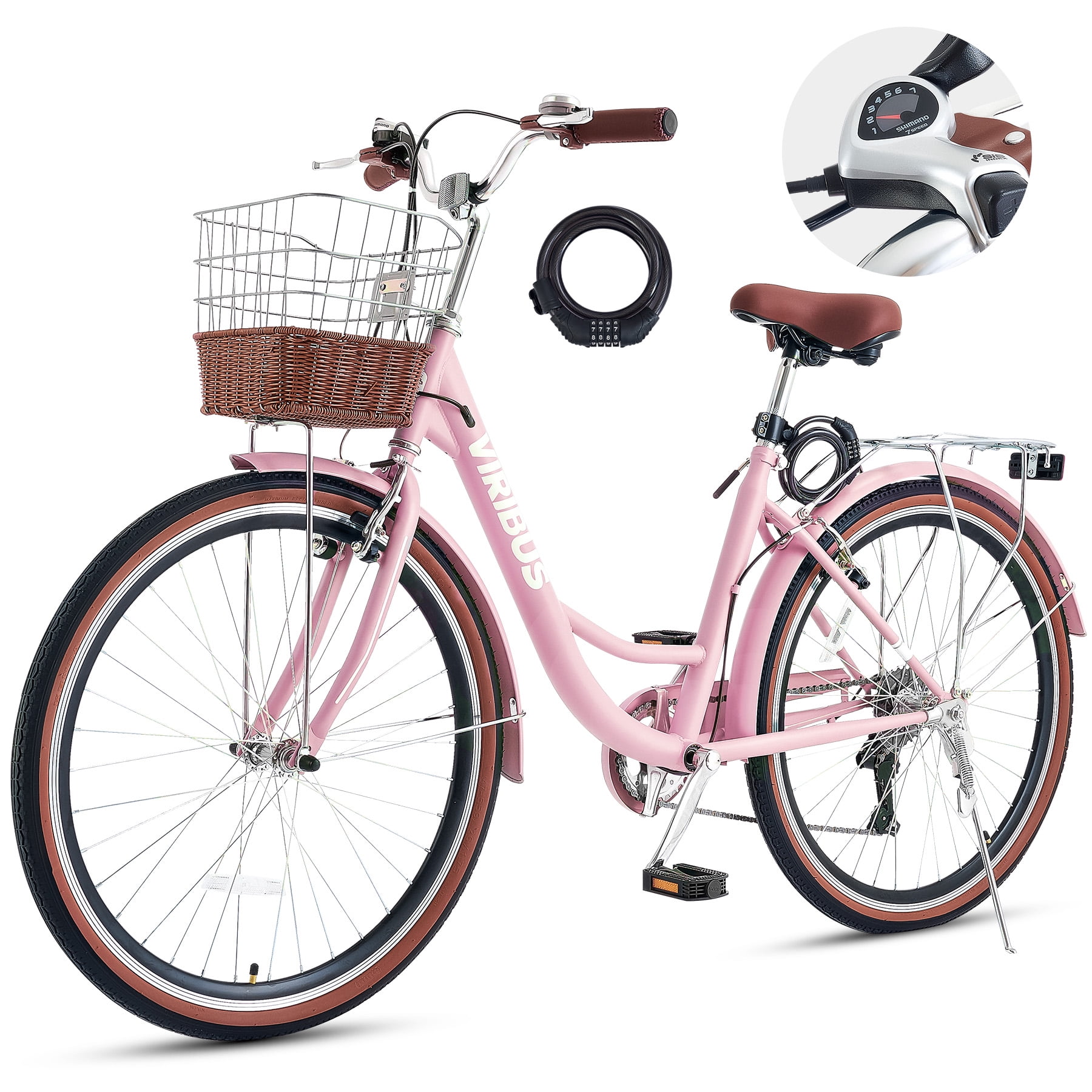 VIRIBUS Vélo de Croisière pour Femmes 24 Pouces 7 Vitesses Vélo de ...