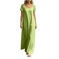 AHTJRT Long Maxi Dress for Women Short Sleeve Scoop Neck Summer Dresses ...