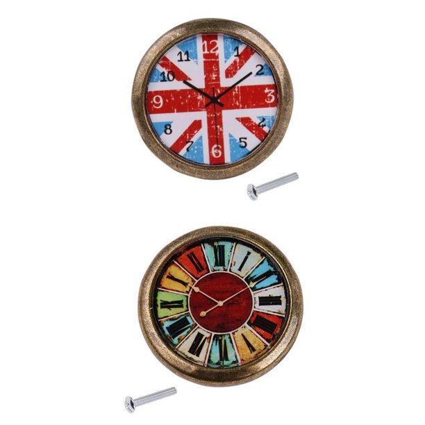 2 Pieces Clock Vintage Brass Cabinet Door Drawer Closet Dresser Pulls ...