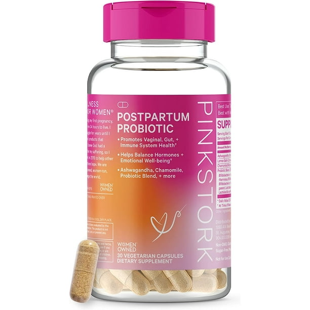 Pink Stork Postpartum Probiotics for Women with Ashwagandha and ...