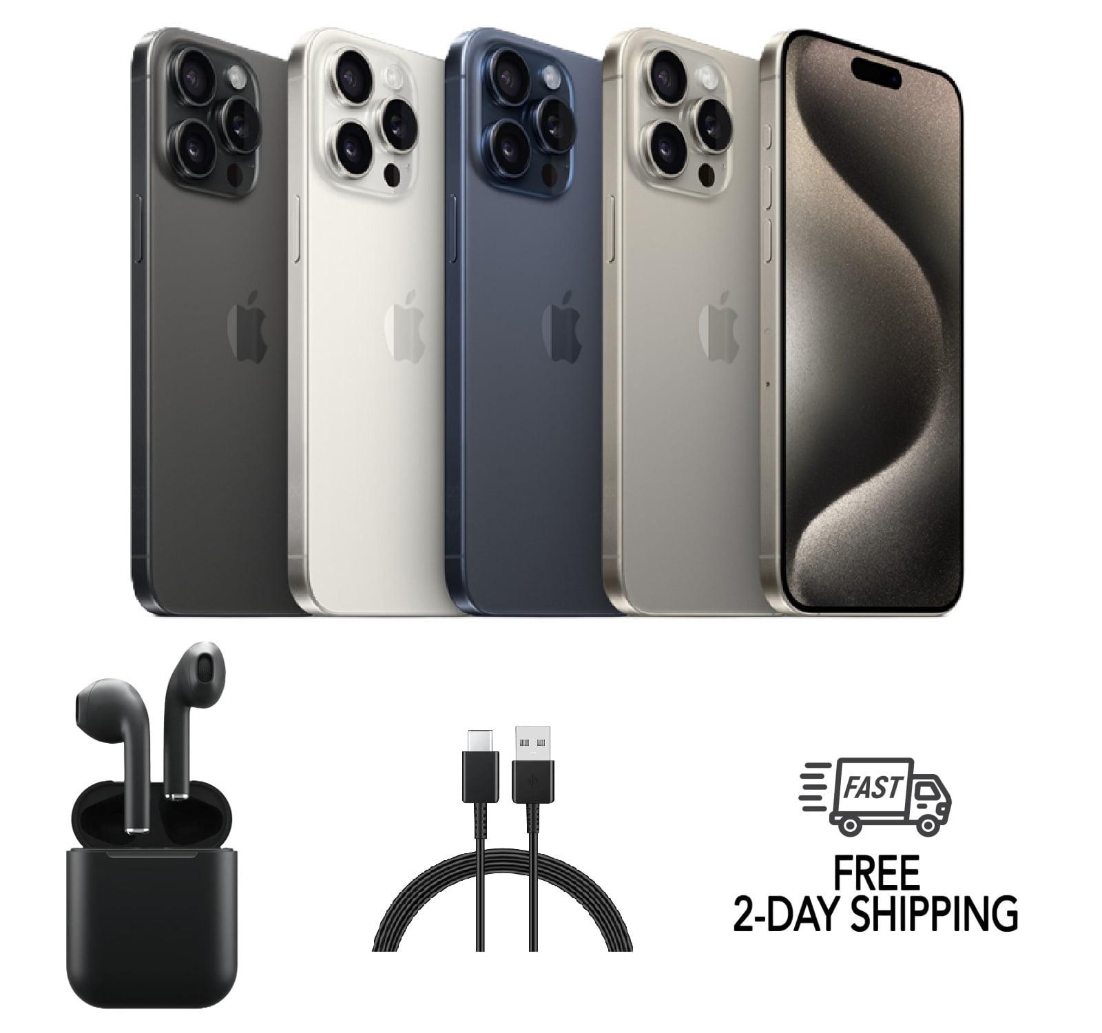 Restored Apple iPhone 15 Pro Max A2849 (Fully Unlocked) 256GB White Titanium w/ Wireless Earbuds ...