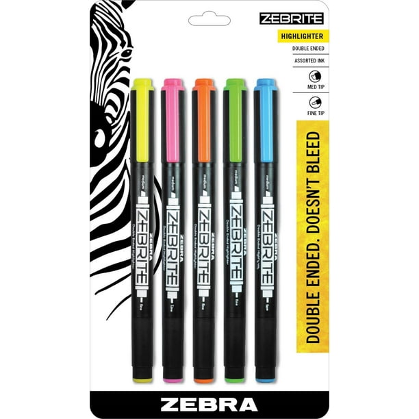 Zebra Zebrite Double-Ended Highlighter, Chisel and Fine Point, Assorted ...