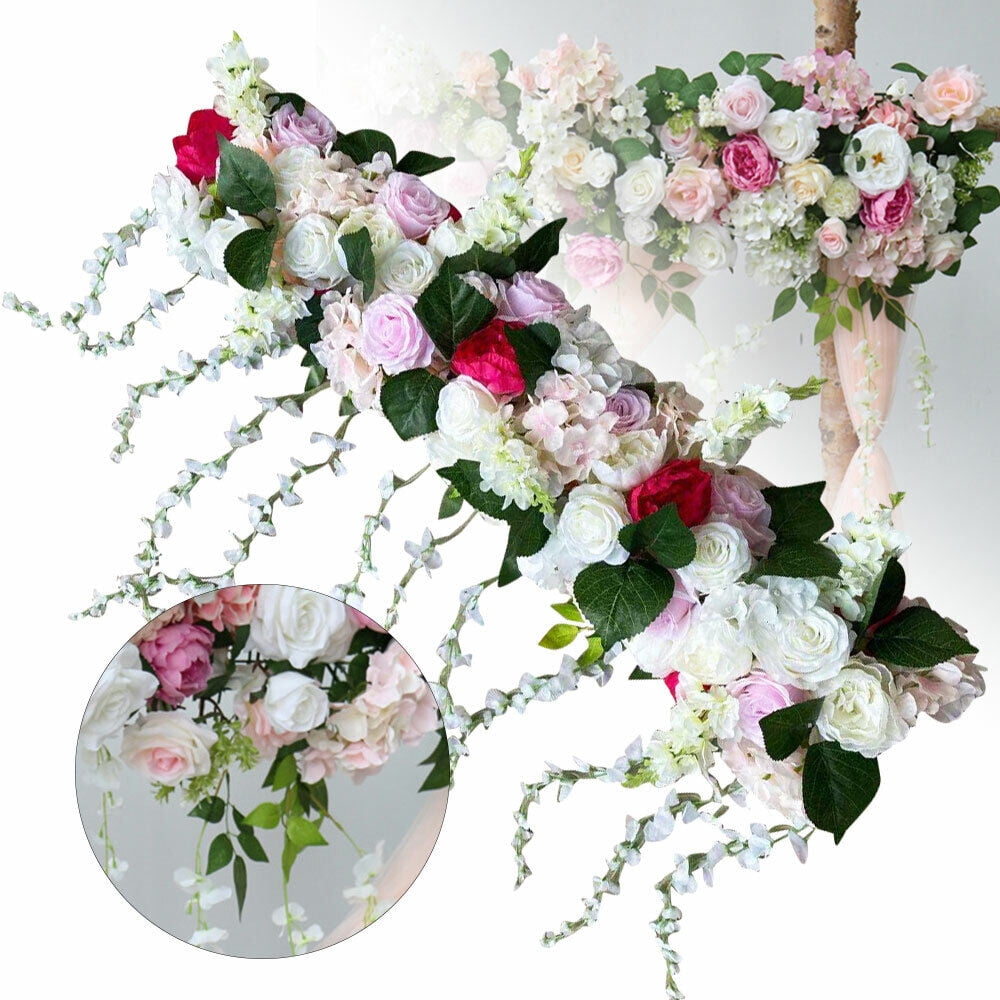Artificial Silk Rose Flower Backdrop Wedding Row Decor Floral Wall ...