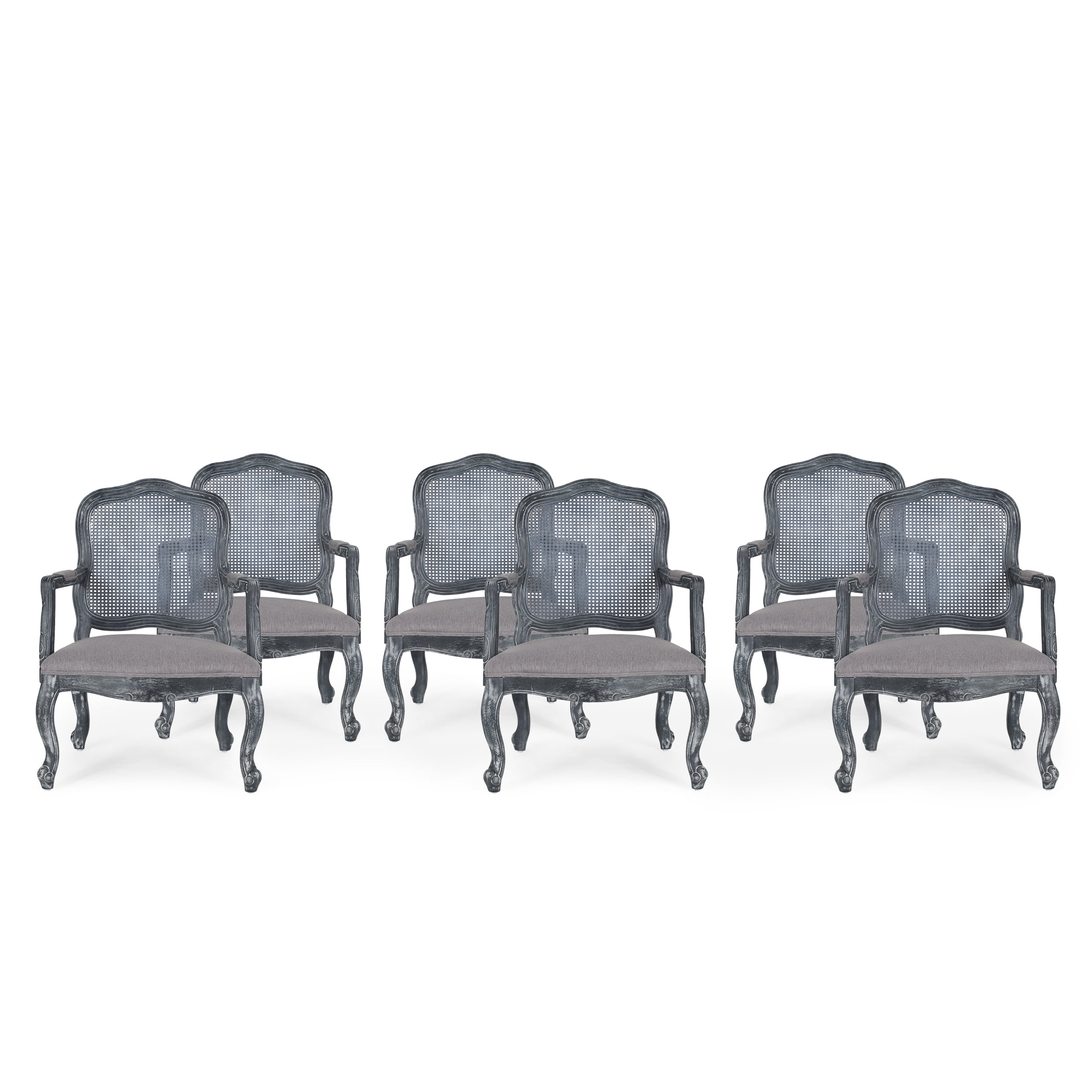 Noble House Corral French Fabric Dining Chair, Set of 6, Gray - Walmart.com
