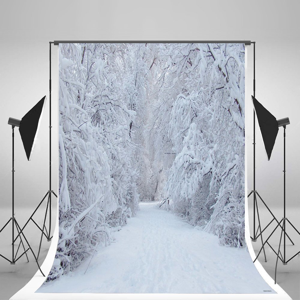 Polyester Fabric 5x7ft Holiday White Snow Backdrop Photography White ...