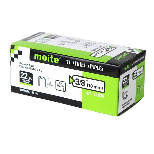 meite 22 Gauge 3/8-inch Crown 3/8-inch Leg Length Galvanized Fine Wire ...