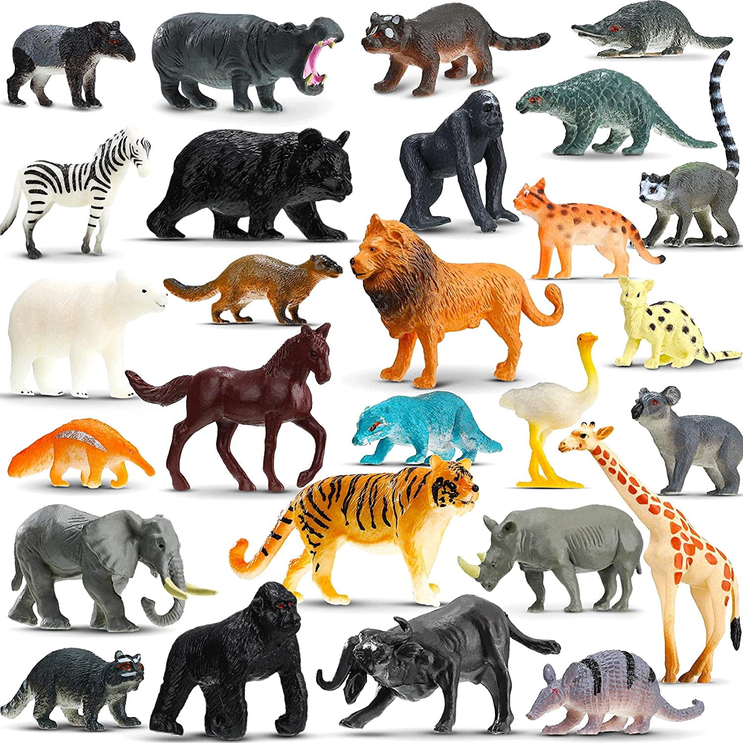 28 Pieces Safari Animals Figures Toys, Vinyl Realistic Jumbo Wild Zoo ...