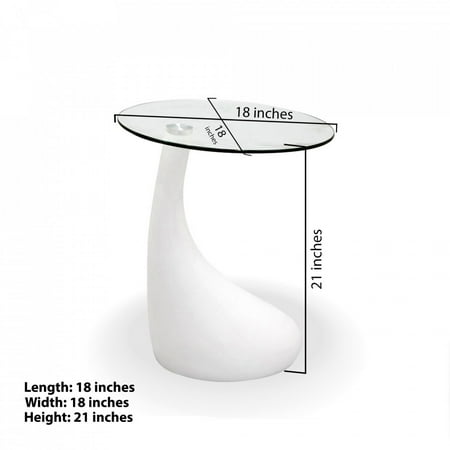 TearDrop Side Table White Color With 18" Inch Round Glass Top - Walmart ...