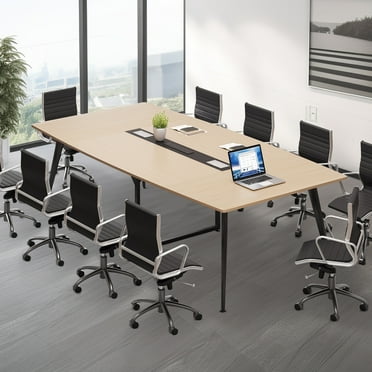 8FT Conference Table,Boat Shaped Meeting Table with Rectangle Grommet ...