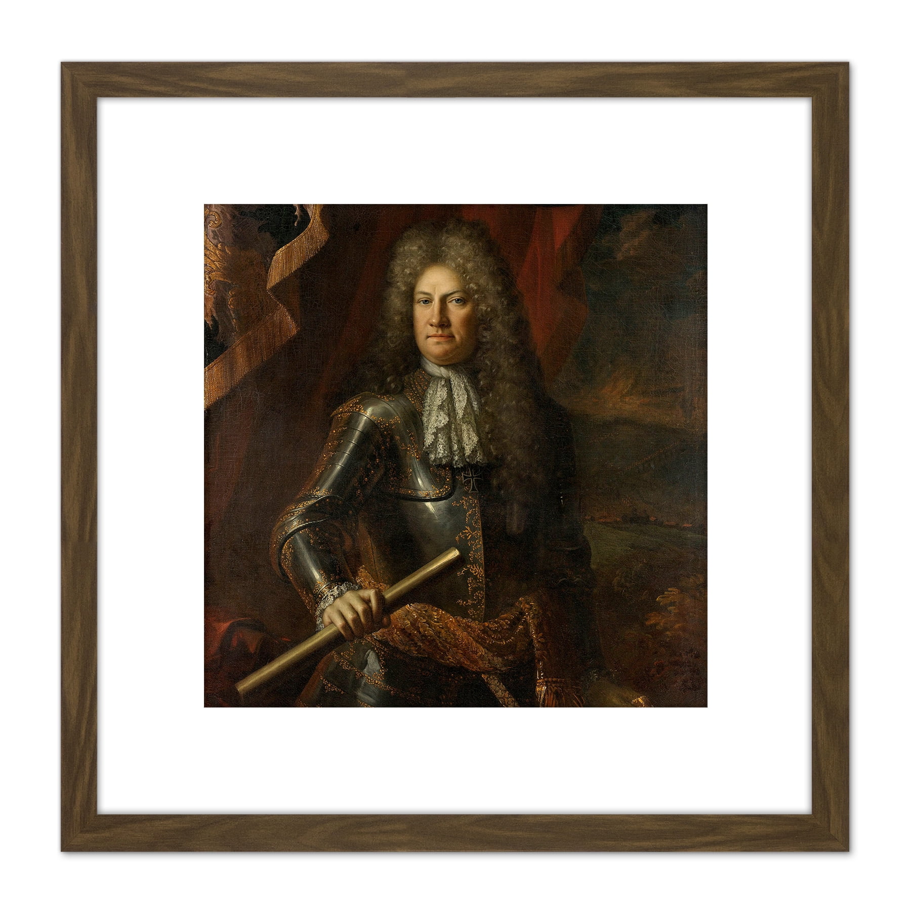 Van Der Werff Portrait General Godard Van Reede 8X8 Inch Square Wooden ...