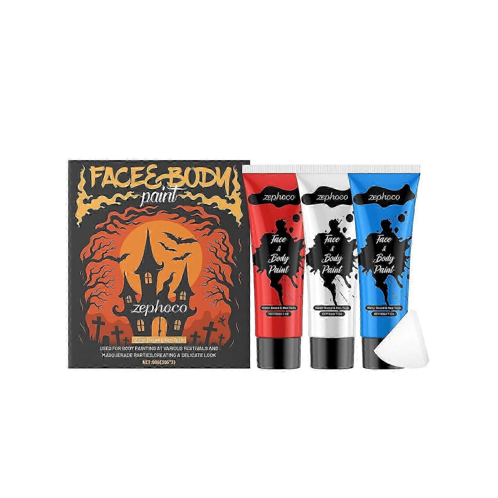 Red White Blue Face Body Paint, Face Color Body Paint, Halloween Makeup ...
