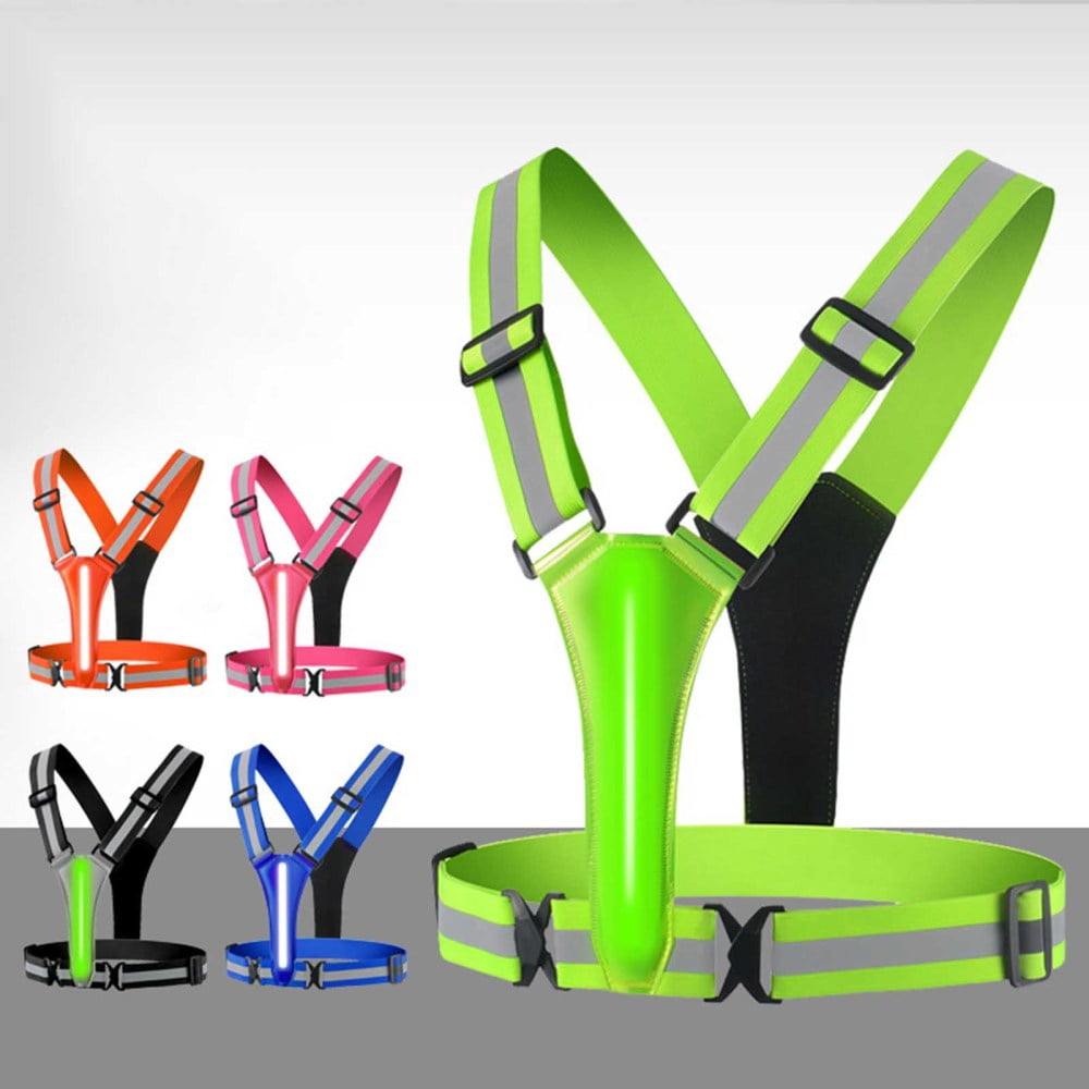 LED Reflective Vest for Safety Adjustable Double-Side LED Strips 3 ...