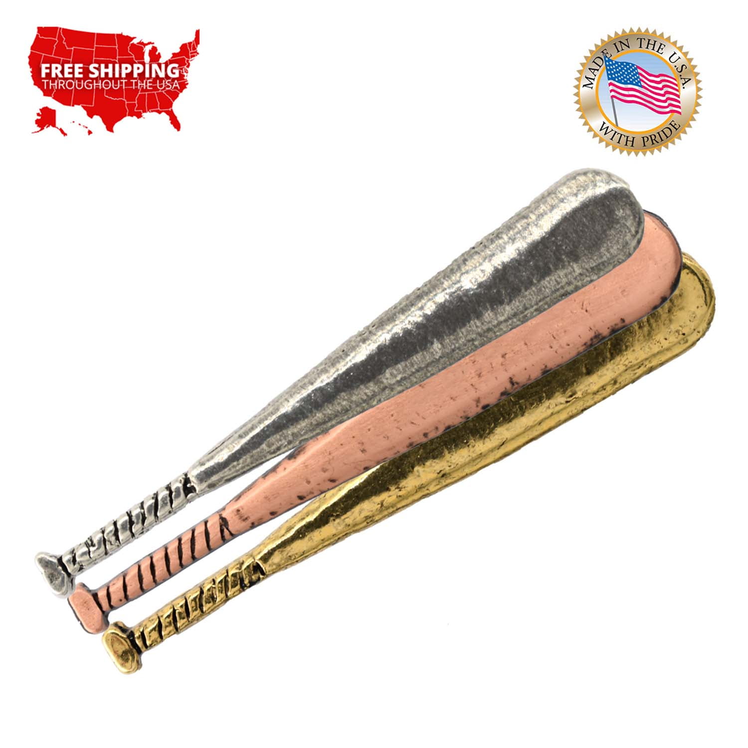 Baseball Bat Pin Copper Plated Sports Creative Pewter Designs Made in ...