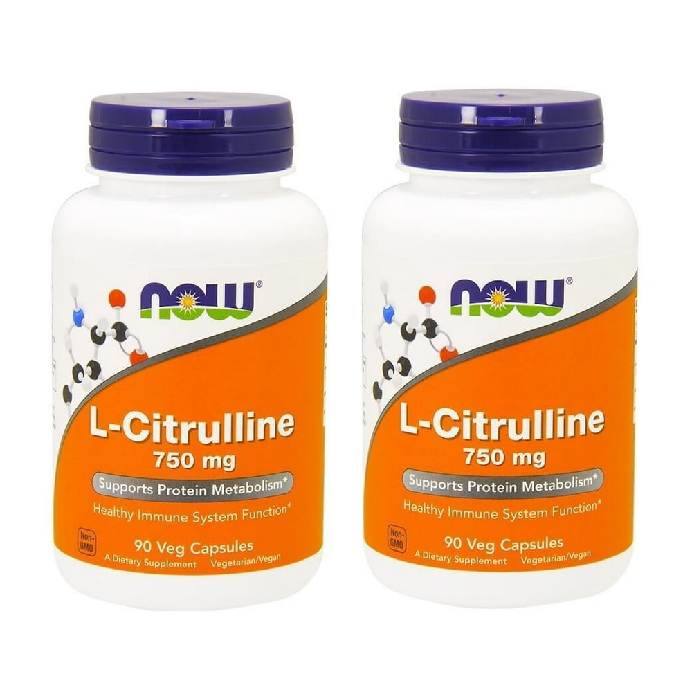 Now Foods - L-Citrulline, 750 mg, 90 Veg Capsules - 2 Packs - Walmart ...