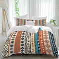 4 Piece Duvet Cover Set Queen, Retro Bohemian Art Soft Breathable ...