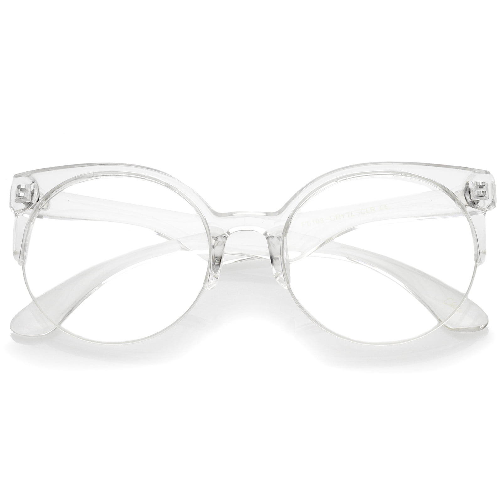 Sunglassla Modern Translucent Frame Round Clear Lens Semi Rimless Eyeglasses 54mm Clear