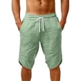 cllios Men's Casual Linen Shorts Elastic Waist Drawstring Curved Hem ...