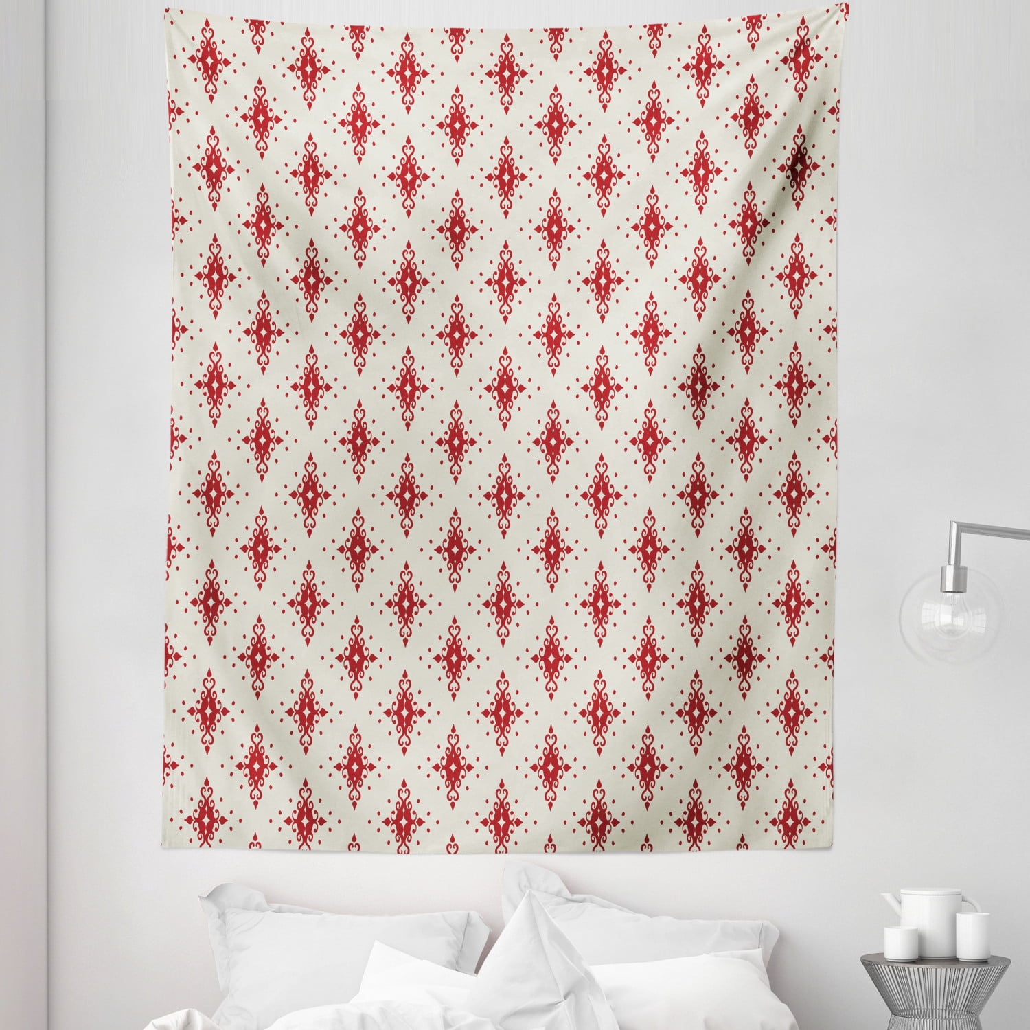 Ivory Spanish Tapestry, Bohemian Floral Damask Pattern in Continuous ...