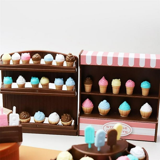 1:18 Simulation Mini Ice Cream Shop Set Milk Cone Decoration Toys ...