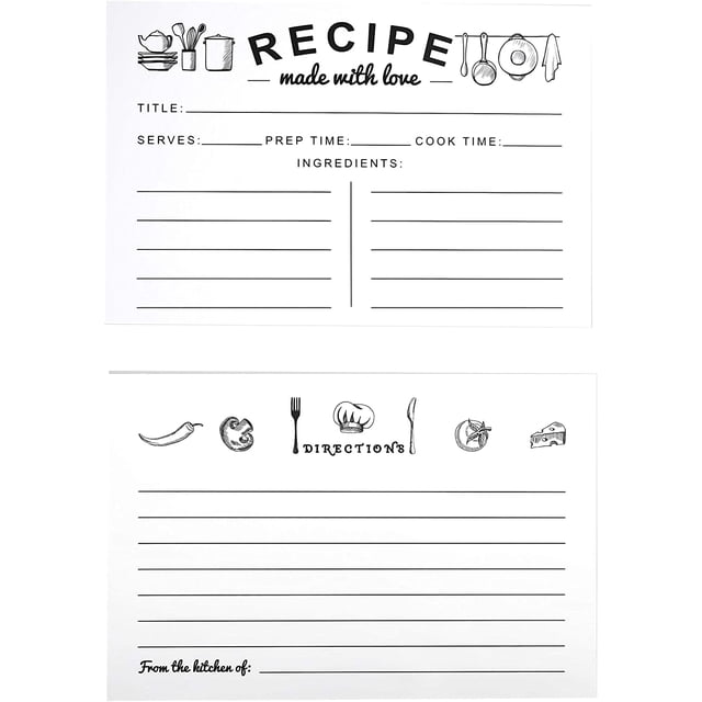 RXBC2011 Recipe Cards Blank Double-Sided Family Recipes for Wedding ...