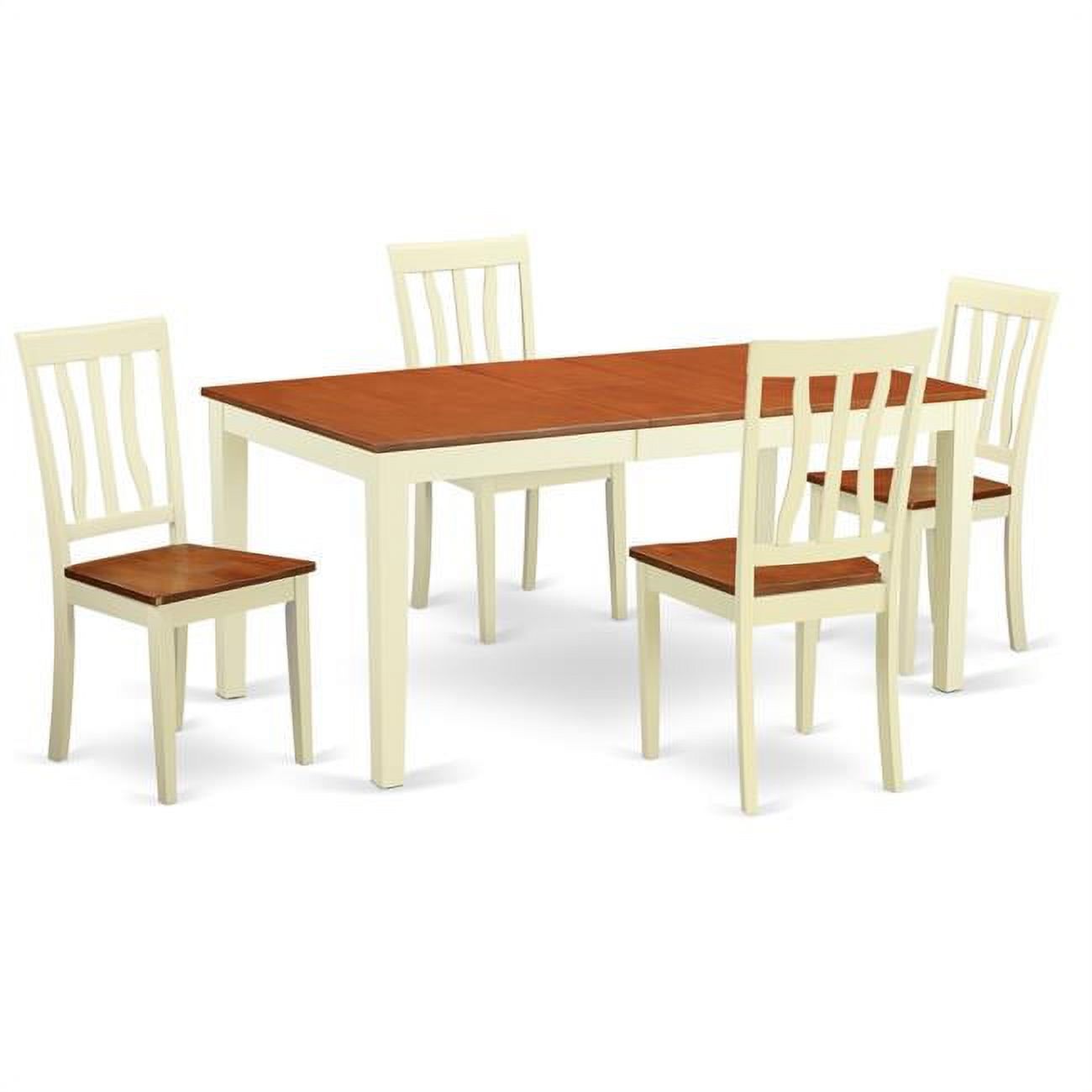 Dinette Table Set - Table & 4 Chairs, Buttermilk & Cherry - 5 Piece ...