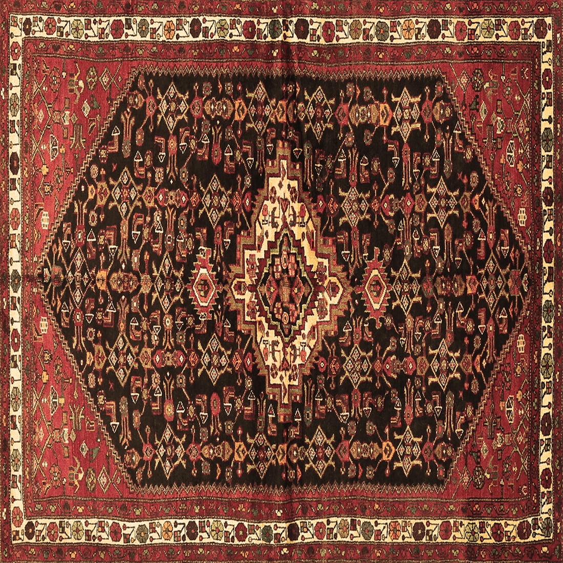 Ahgly Company Indoor Square Persian Brown Traditional Area Rugs, 6 ...