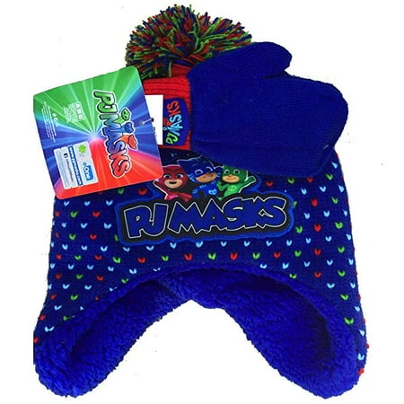 Beanie Cap - PJ Masks - Blue Boys w/Mitten Set Size:2T-4T Hat 357266 ...