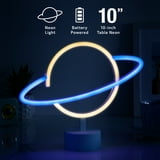 BrightSide 10" Planet Shaped LED Neon Table Light, Multicolor, Battery ...