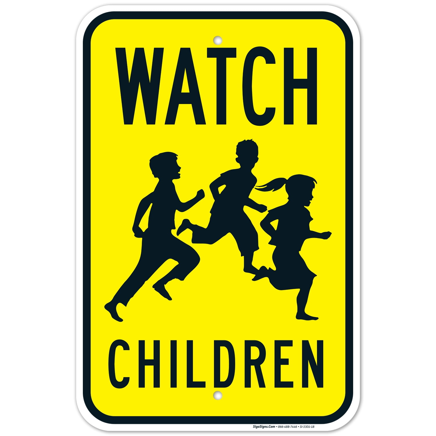 Watch Children Sign, Traffic Sign, 12x18 Aluminum - Walmart.com