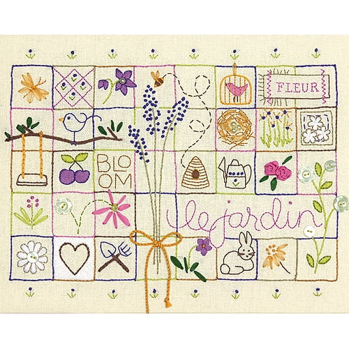 Dimensions Sampler Stamped 12" x 9" Le Jardin Embroidery Kit, 5 Pieces ...