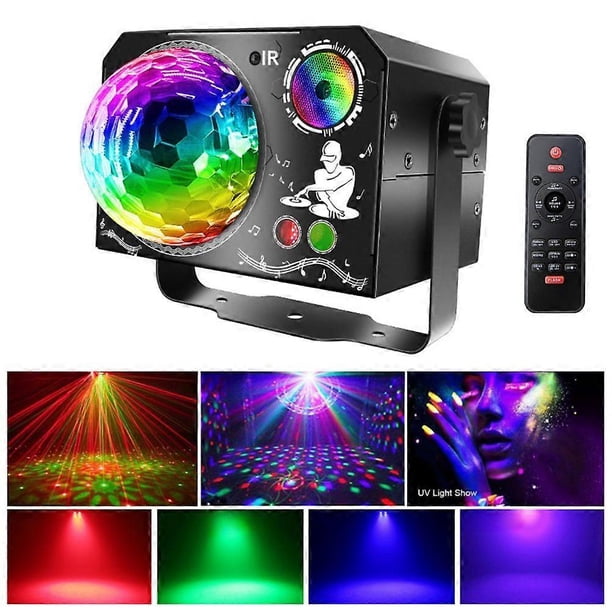 64 Patterns RGB Disco Light Remote Control Stage Light with Strobe & UV ...