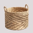 Round Water Hyacinth Seagrass Woven Basket With Handles 15" X 15" X 15 ...