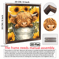 2D Flat, 1pc Rustic Farmhouse Wall Decor - Highland Cow in Sunflower ...