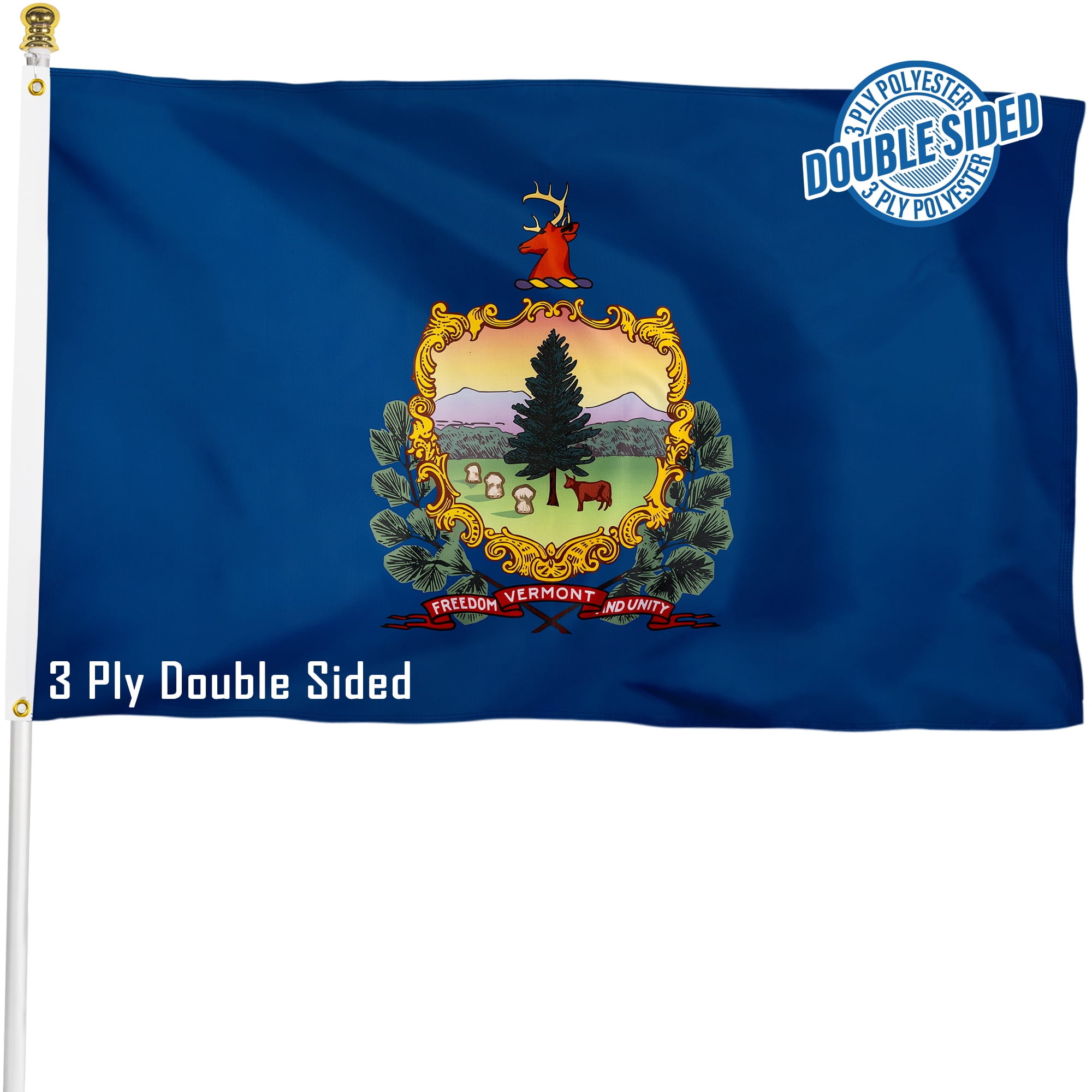 Vermont State Flag Double Sided 3x5 ft, Heavy Duty 3 Ply Durable ...