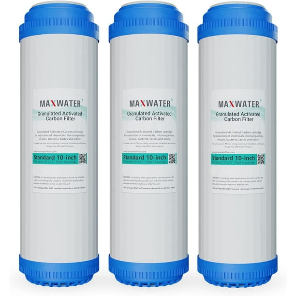 (3 Pack) 10"x 2.5" Granular Activated Carbon GAC Water Filter Cartridge ...