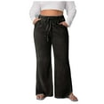 Ahabrexf Wide Leg Pants,Women's Fashion Plus Size Pull Rope High ...